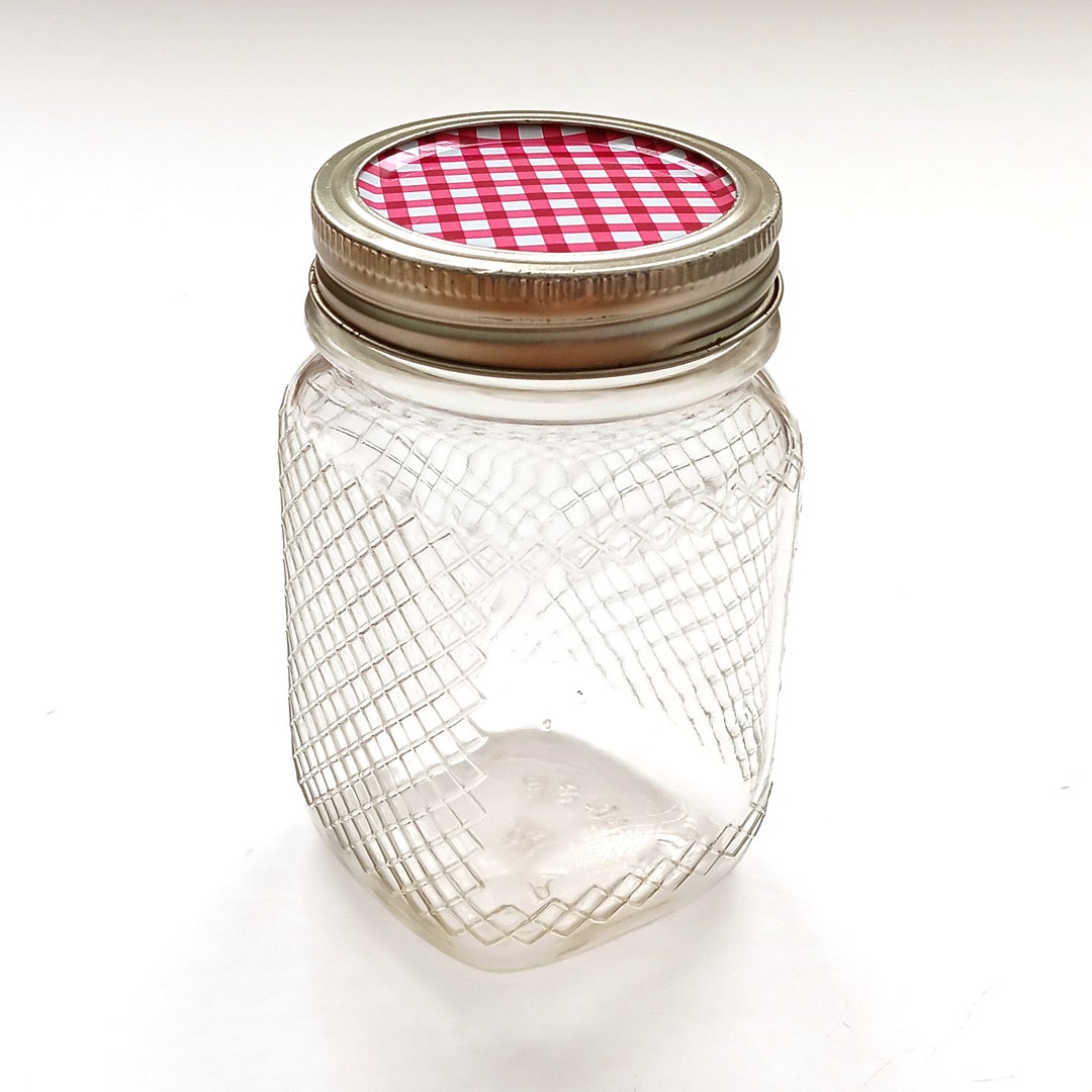 Vintage Hazel Atlas Pint Mason Jar, Clear Diamond Diagonal Waffle ...