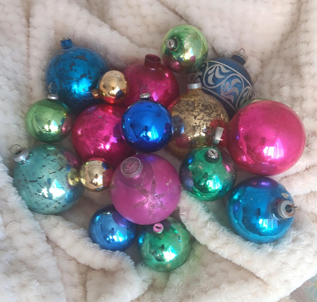 18 Vintage Mercury Glass Christmas Bulbs, Sm/med, Aged & Worn - Use As ...