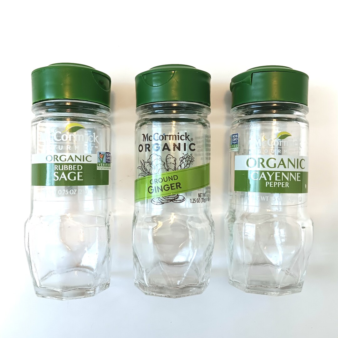 Three 3 Mccormick Spice Jars With Green Caps, Update on Classic Vintage ...