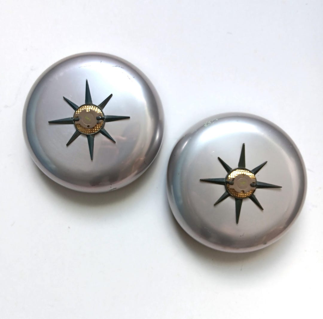 Pair Vintage 1950s Atomic Fire Alarm, Wind-up Industrial Bell Alarm ...