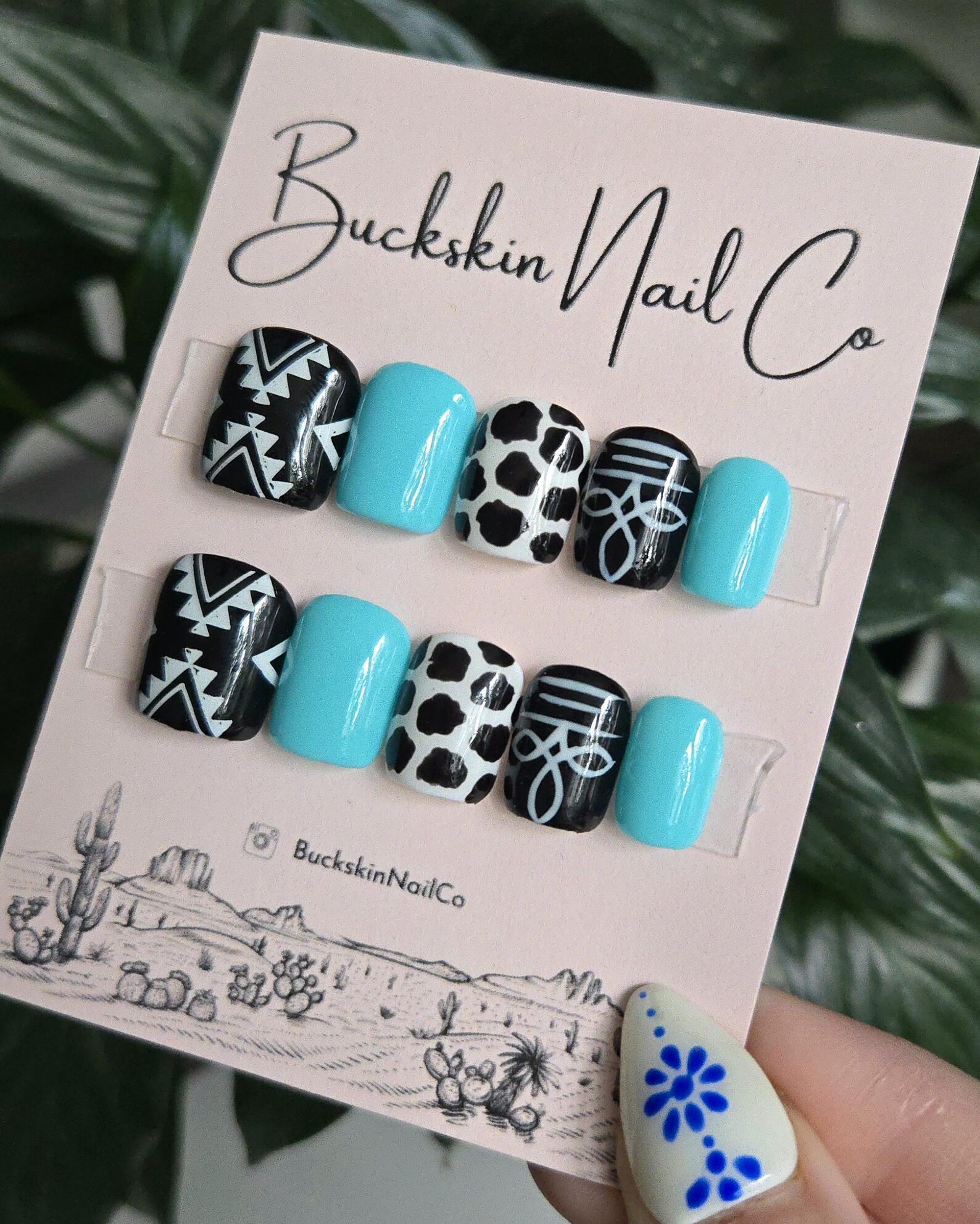 Boots & Turquoise | Hand Painted Western Press on Nails - Etsy