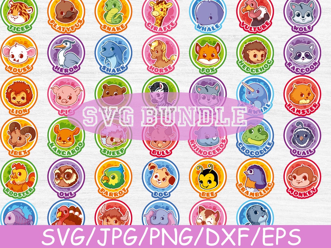 Animals MEGA Bundle 50 Different Animals SVG Clipart Cute Animals PNG ...