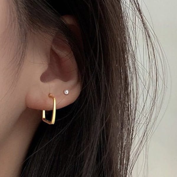 Gold Hoop Square Earrings - Etsy