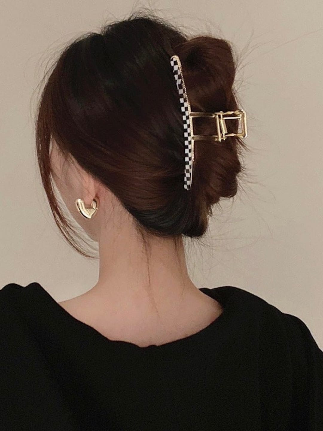 Black and White Checker Hair Clip - Minimalist Hair Clip - French Style ...