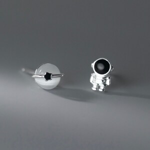 Mismatched Astronaut and Planet Earrings Dainty Planet Earrings Dainty ...