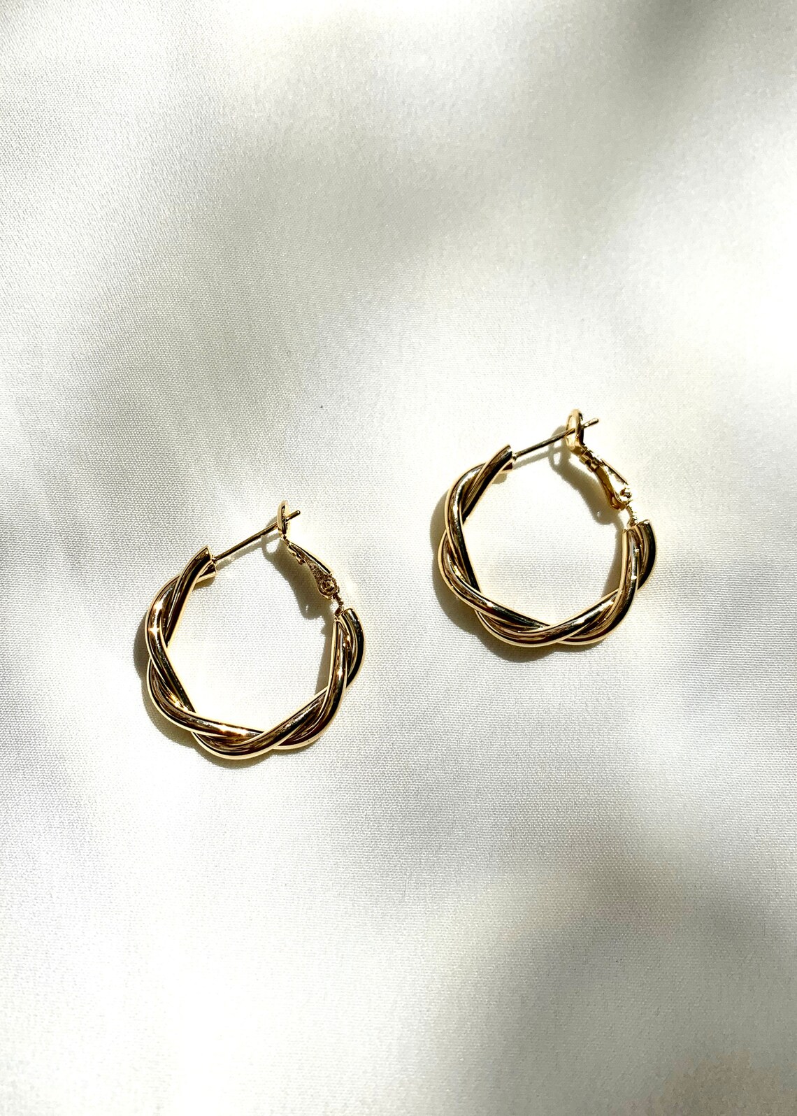 Twist Gold Hoop Earrings Unique Gold Hoops Gold Statement - Etsy