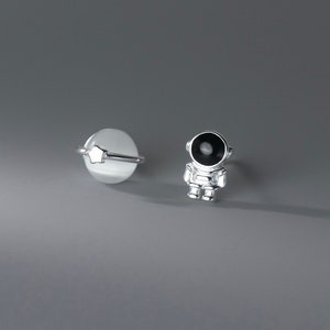 Mismatched Astronaut and Planet Earrings Dainty Planet Earrings Dainty ...