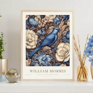 William Morris Botanical Print, Trendy Blue Wall Art, Floral Large ...