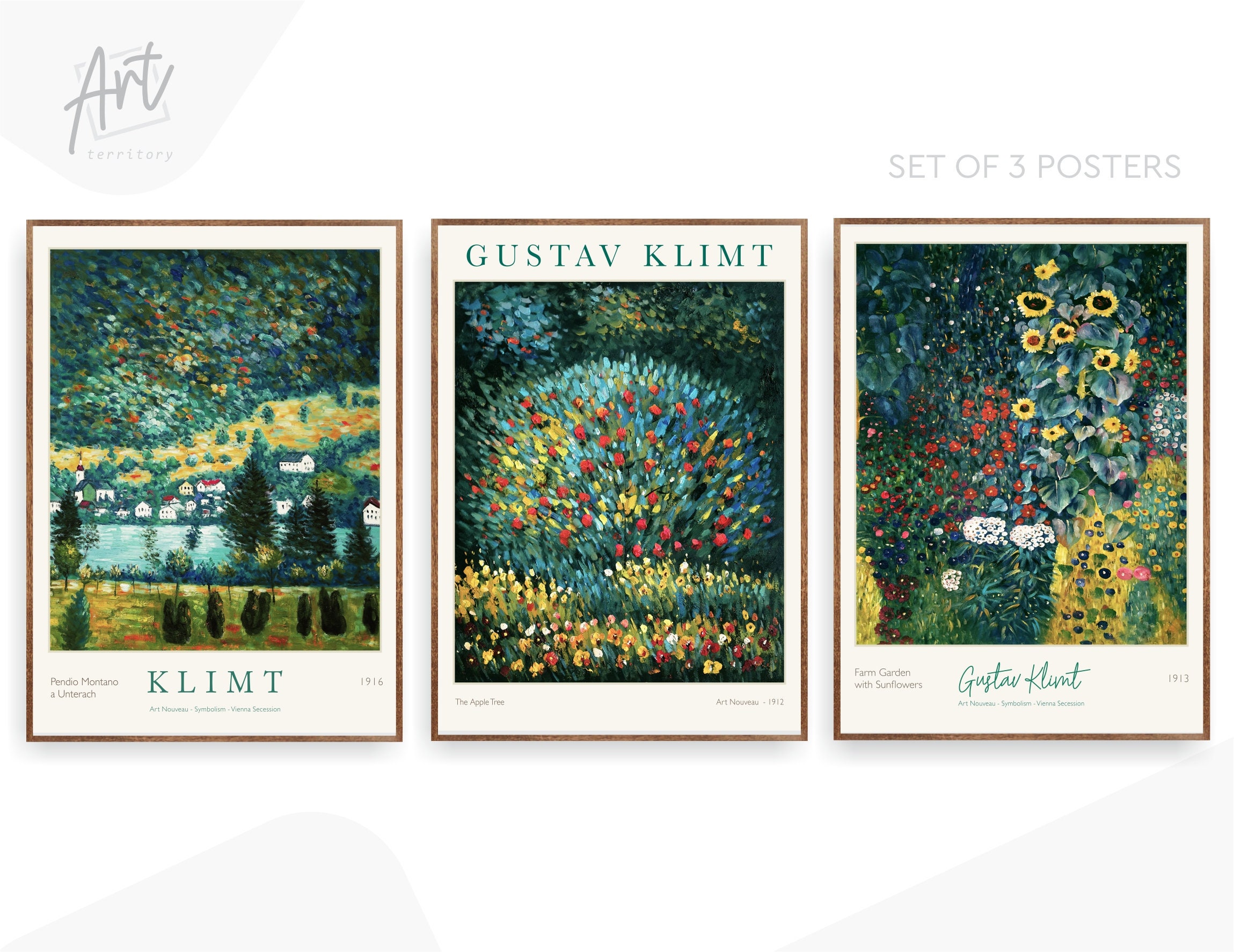 Gustav Klimt Gallery Wall Set Prints Exhibition Museum Poster Emerald ...
