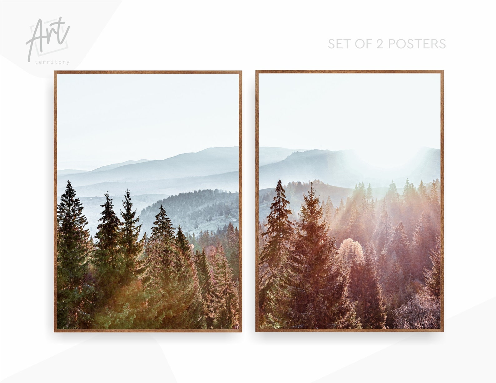 Mountain National Park Poster Travel Set Prints Art | Etsy