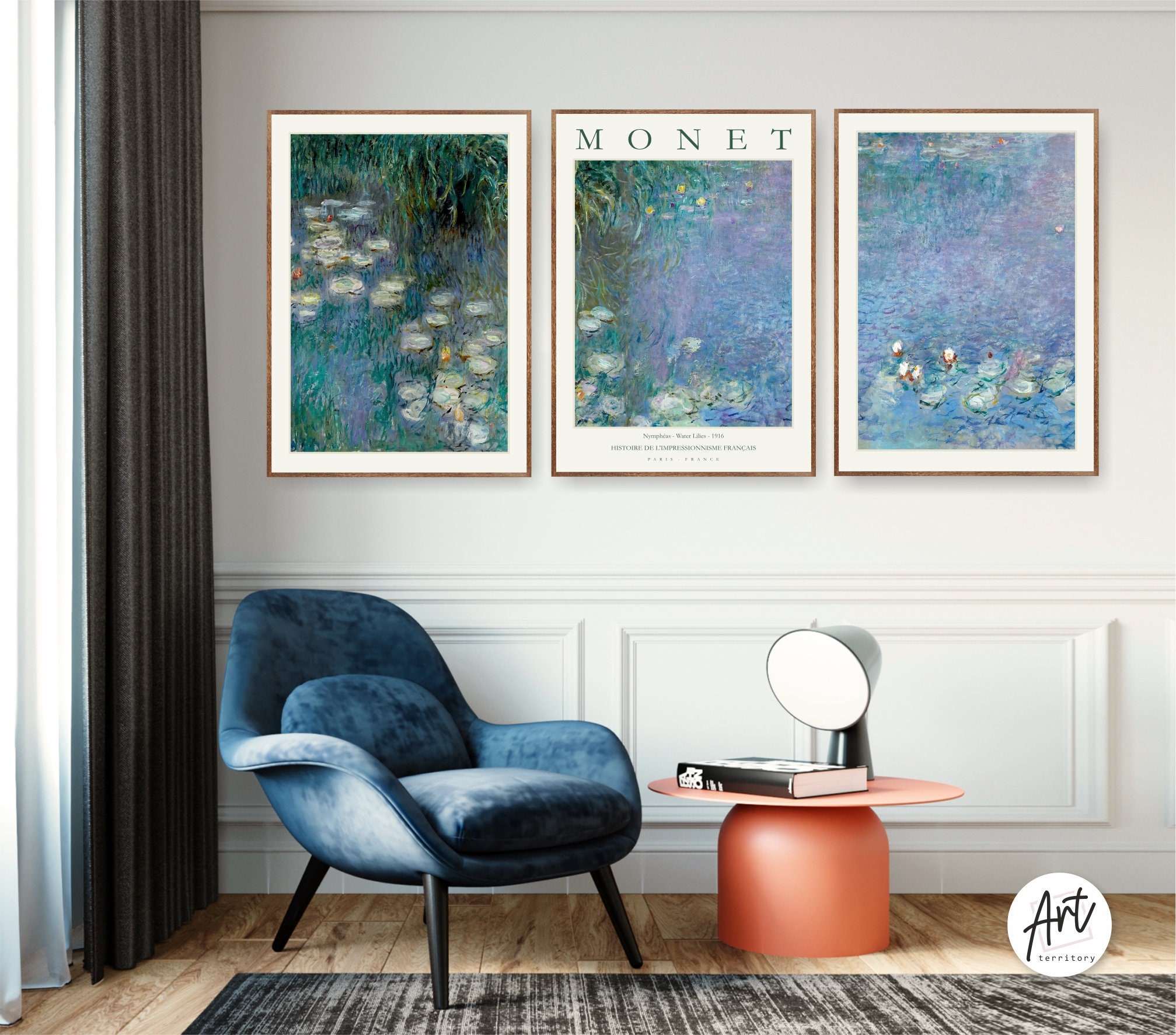 Monet Set of 3 Exhibition Museum Poster Art Prints Gallery Wall ...