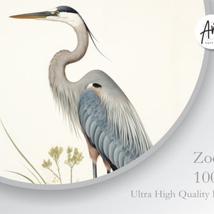 Great Blue Heron Print, Watercolor Painting, Minimalist Coastal Room ...