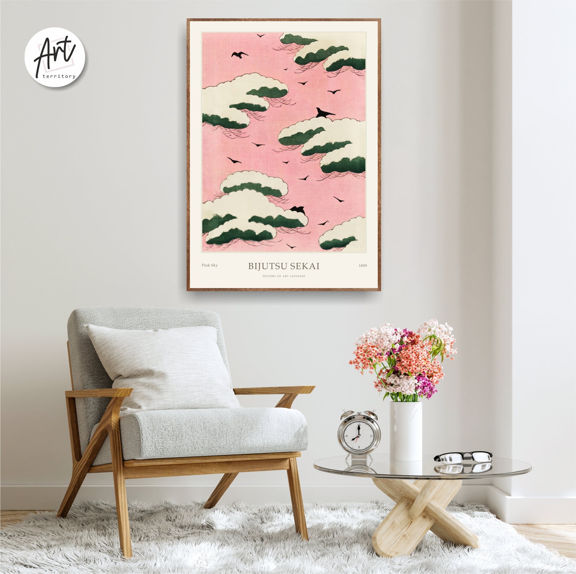 Minimalist Wall Art Poster, Japanese Pink Print, Woodblock Poster ...