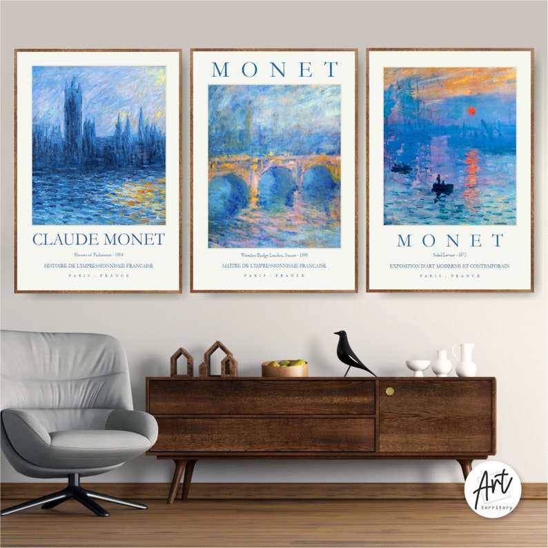 Claude Monet Gallery Wall Art Set of 3 Poster Prints - Etsy