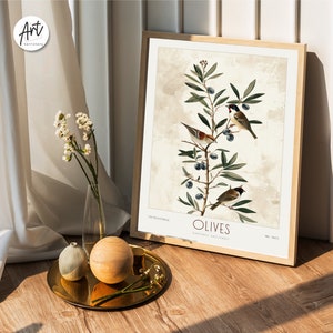 Olive Tree Branch Botanical Poster Print, Floral Canvas Wall Art - Etsy