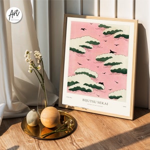 Minimalist Wall Art Poster, Japanese Pink Print, Woodblock Poster ...