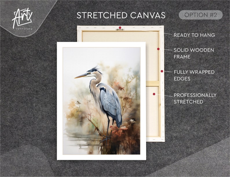 Extra Large Watercolor Bird Picture, Great Blue Heron Print, Minimalist ...