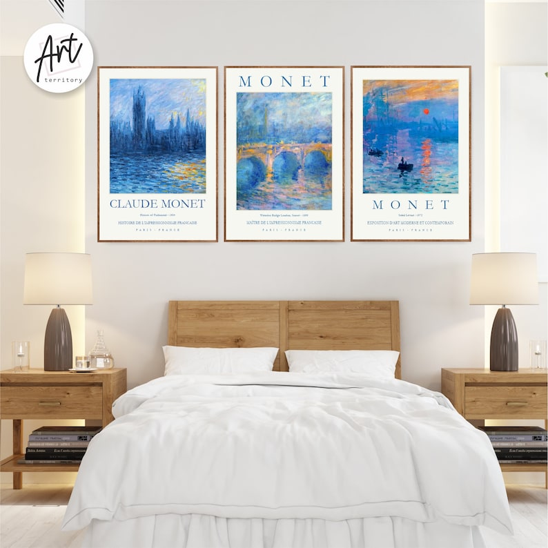 Claude Monet Gallery Wall Art Set of 3 Poster Prints - Etsy