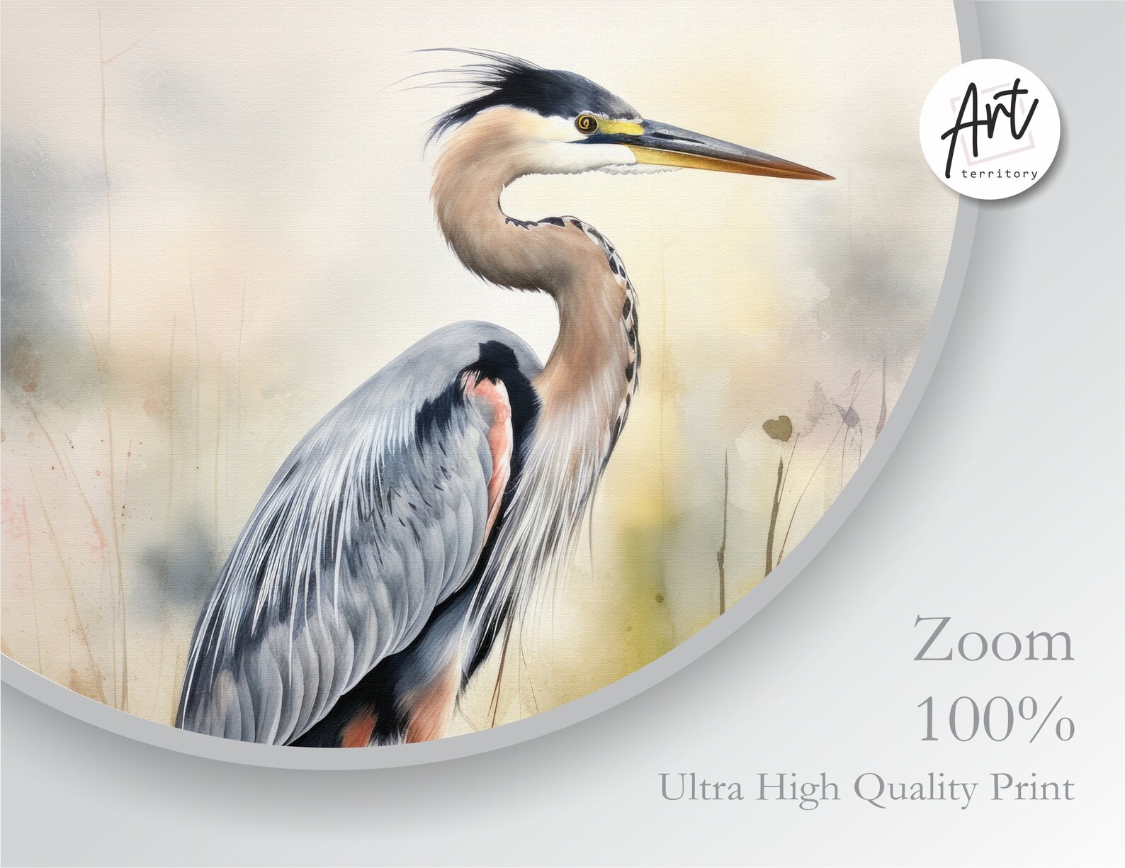 Watercolor Painting Print, Great Blue Heron Print, Minimalist Coastal ...