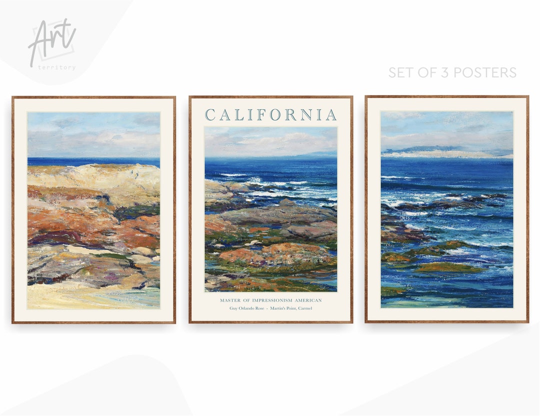 Exhibition Poster Beach Prints Large Wall Coastal Art Set of 3 Prints ...