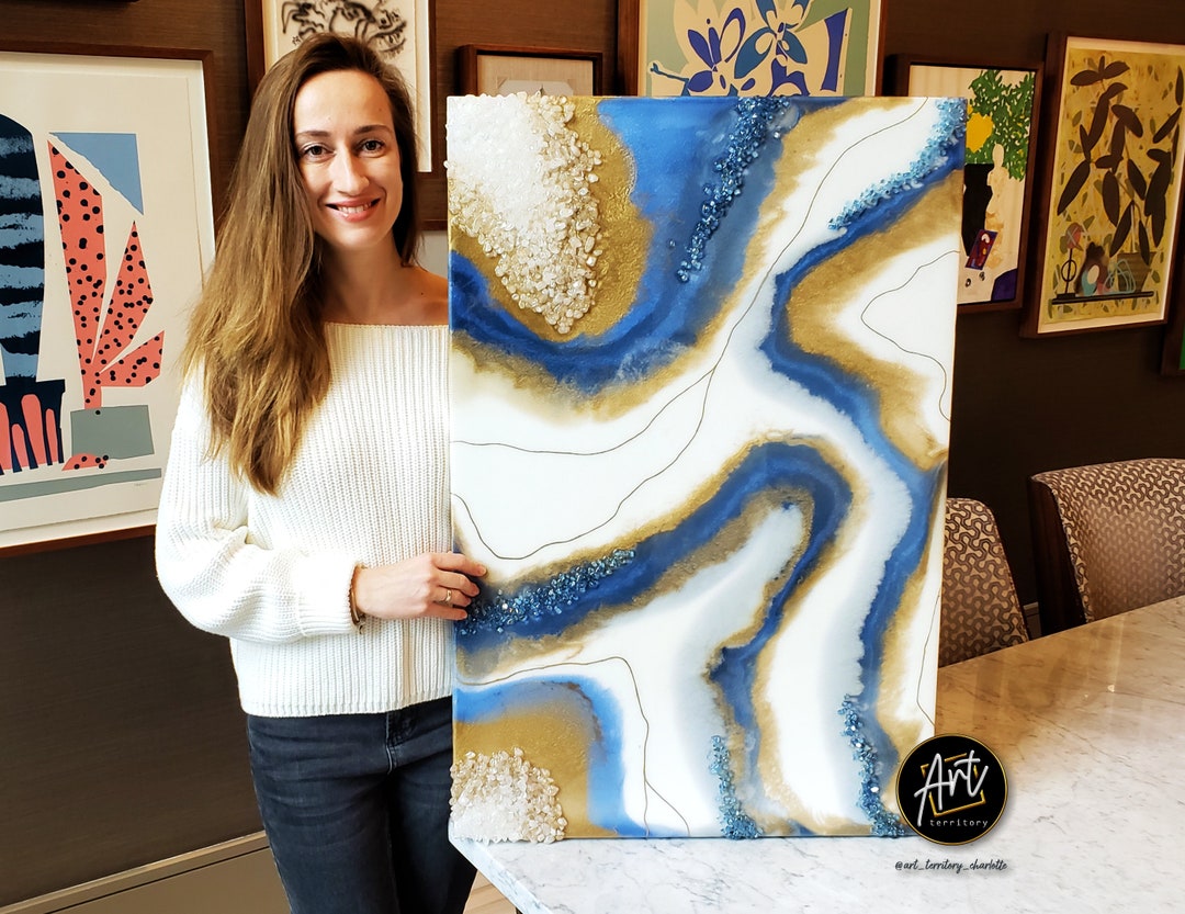 Large Abstract Wall Art Watercolor Painting Resin - Etsy