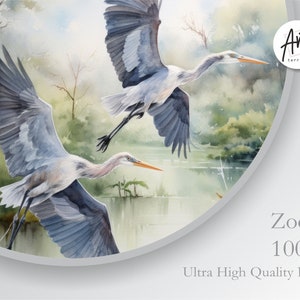 Great Blue Herons Print, Watercolor Painting, Minimalist Coastal Room ...