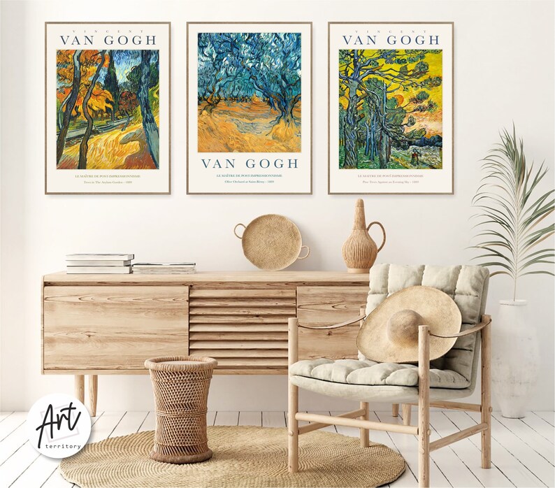 Van Gogh Print Museum Wall Art Set of 3 Exhibition Poster - Etsy