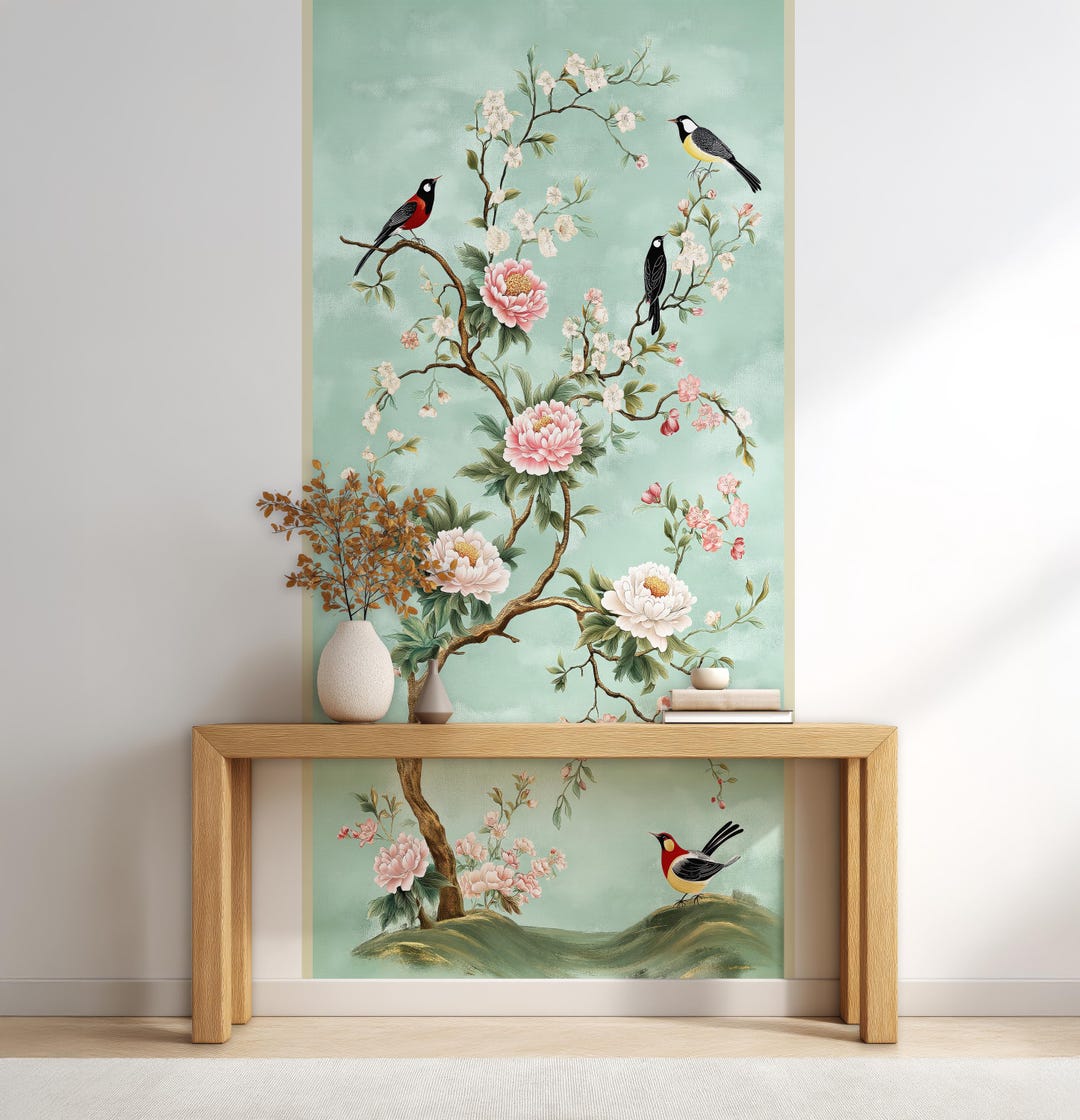 Removable Floral Wallpaper Mural Wall Decal - Peel and Stick Wall Decal ...
