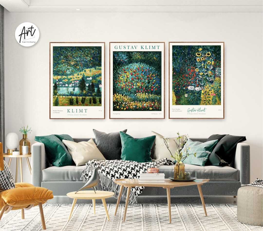 Gustav Klimt Gallery Wall Set Prints Exhibition Museum Poster Emerald ...