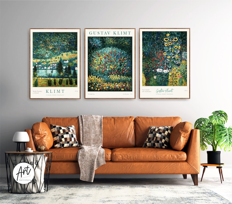 Gustav Klimt Gallery Wall Set Prints Exhibition Museum Poster Emerald ...