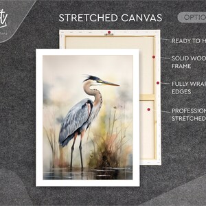 Watercolor Painting Print, Great Blue Heron Print, Minimalist Coastal ...