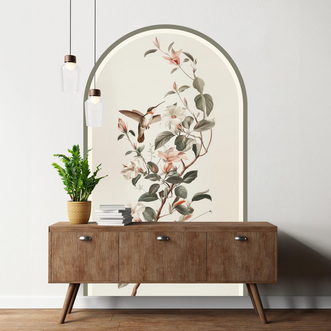 Hummingbirds Floral Wall Decal - Peel and Stick Removable Non-damaging ...