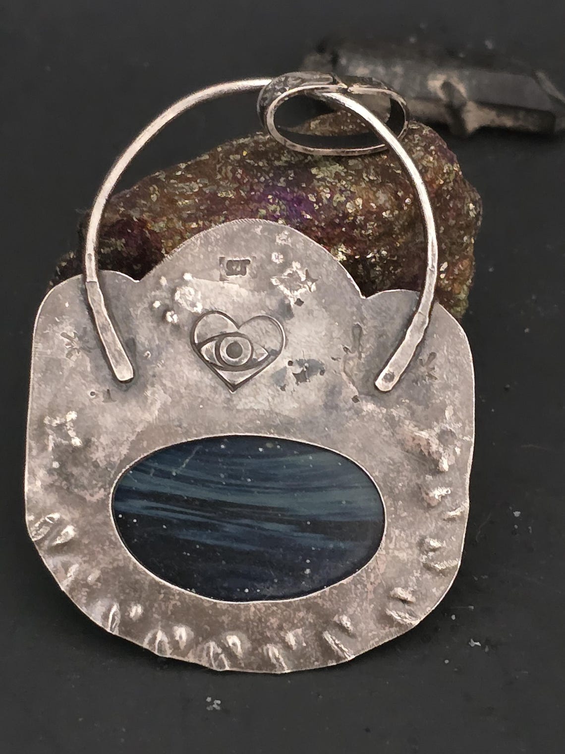 Alien Space Walk Silver Artisan Pendant With Leland Blue and Moonstone ...