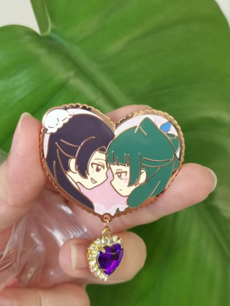 Shoujo Romance Anime Enamel Pins: Rose Gold Heart Accessory - Etsy