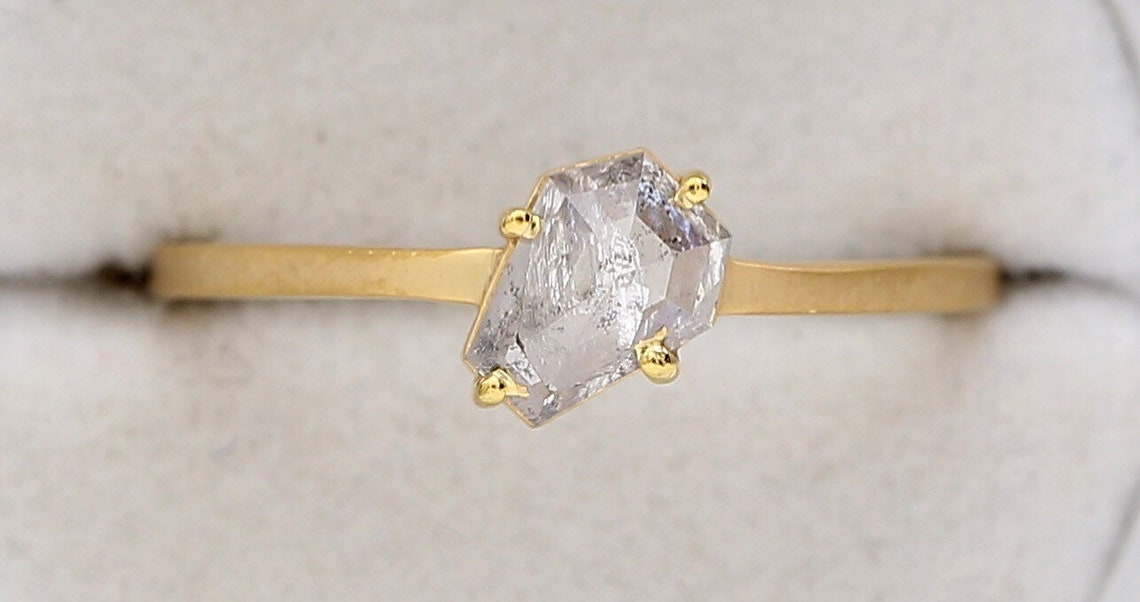 0.55ct coffin shape diamond engagement ring yellow gold | Etsy