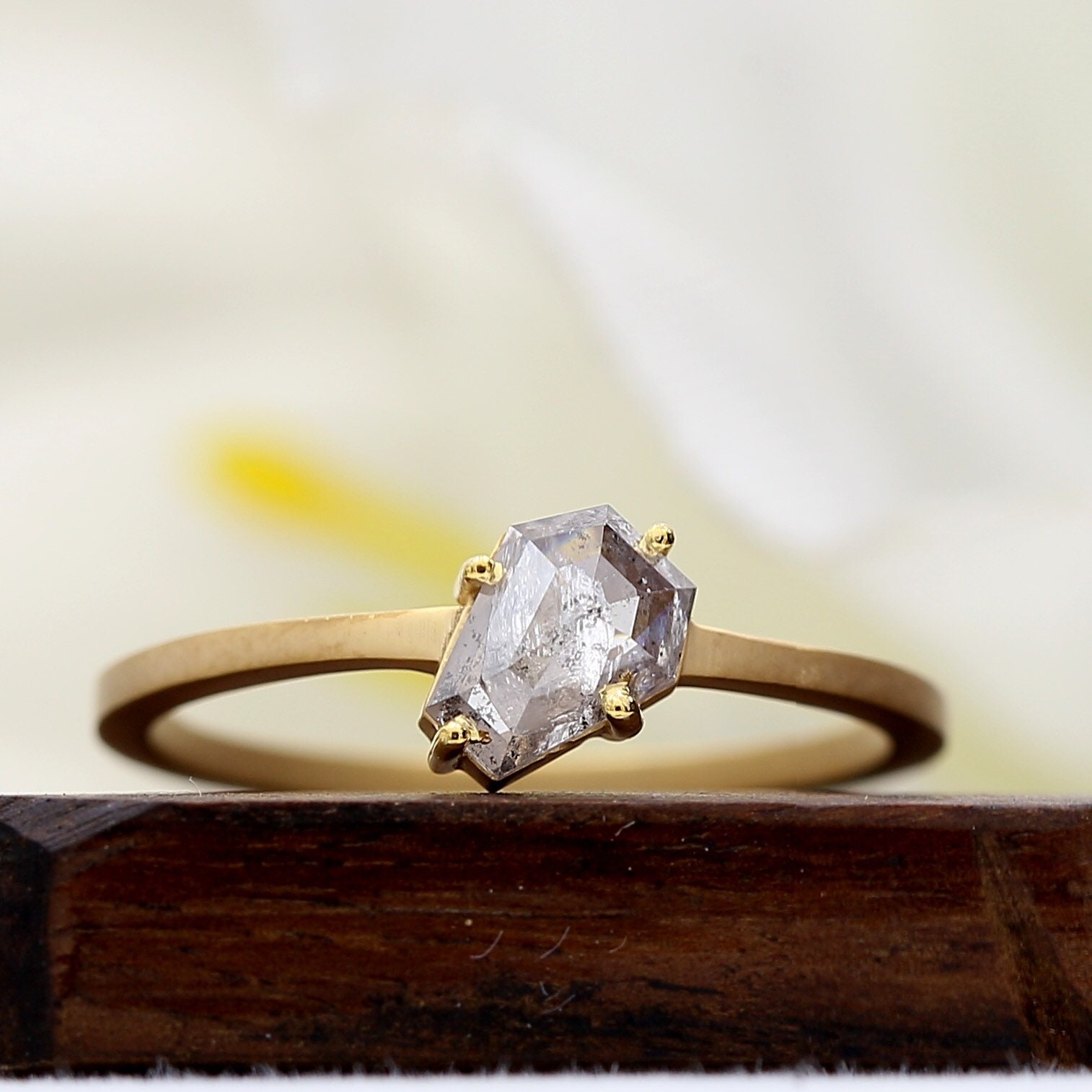 0.55ct coffin shape diamond engagement ring yellow gold | Etsy