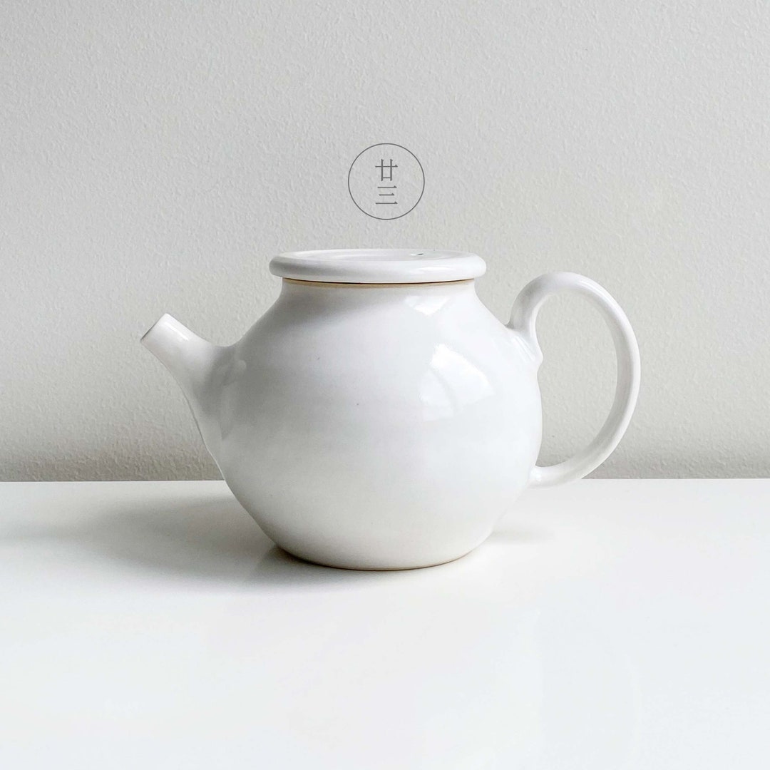 Ceramic White Round Teapot C - Etsy