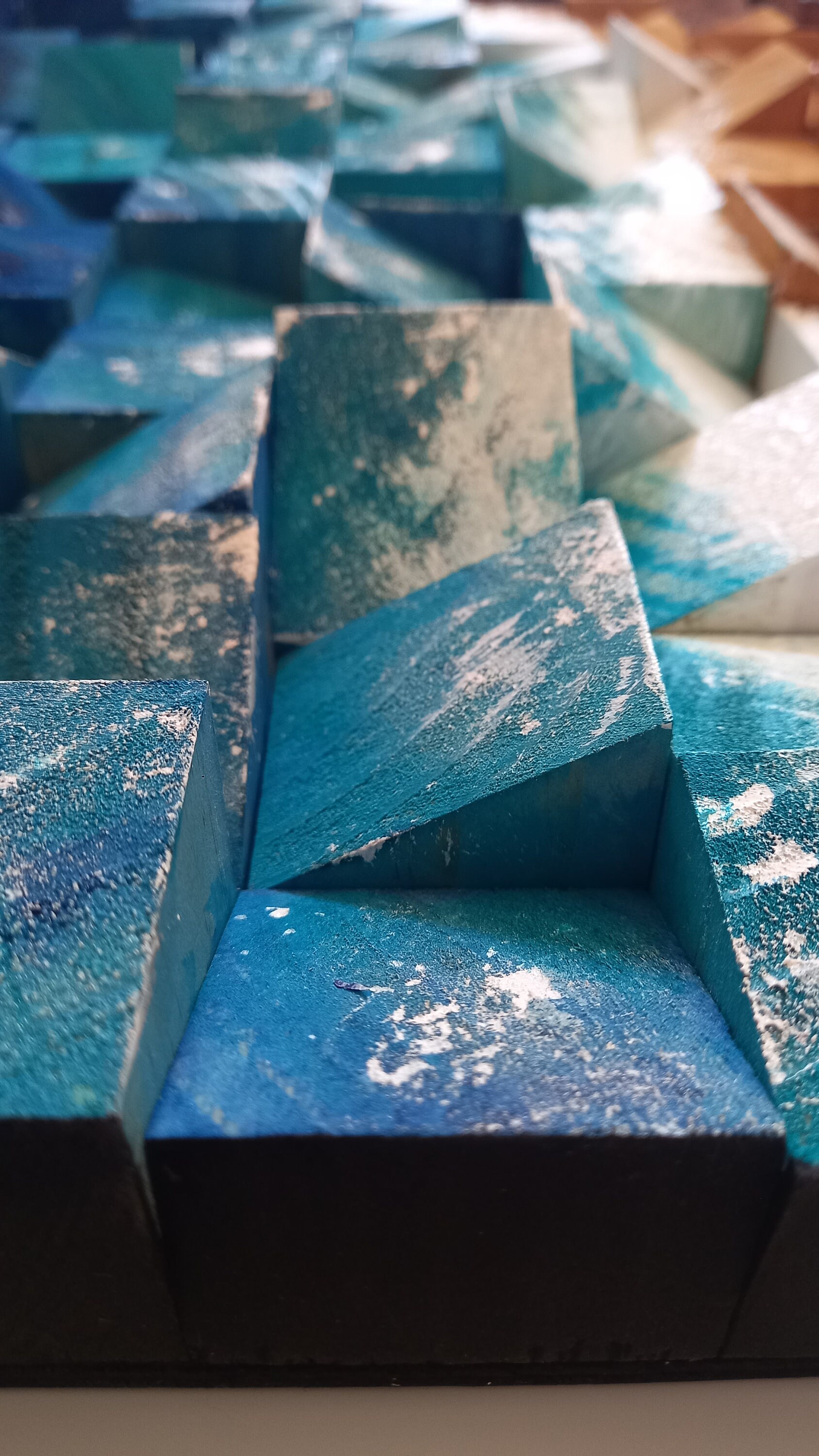 Reclaimed Wood Panel Ocean Waves Block Wood Wall Art sculpture Acoustic ...