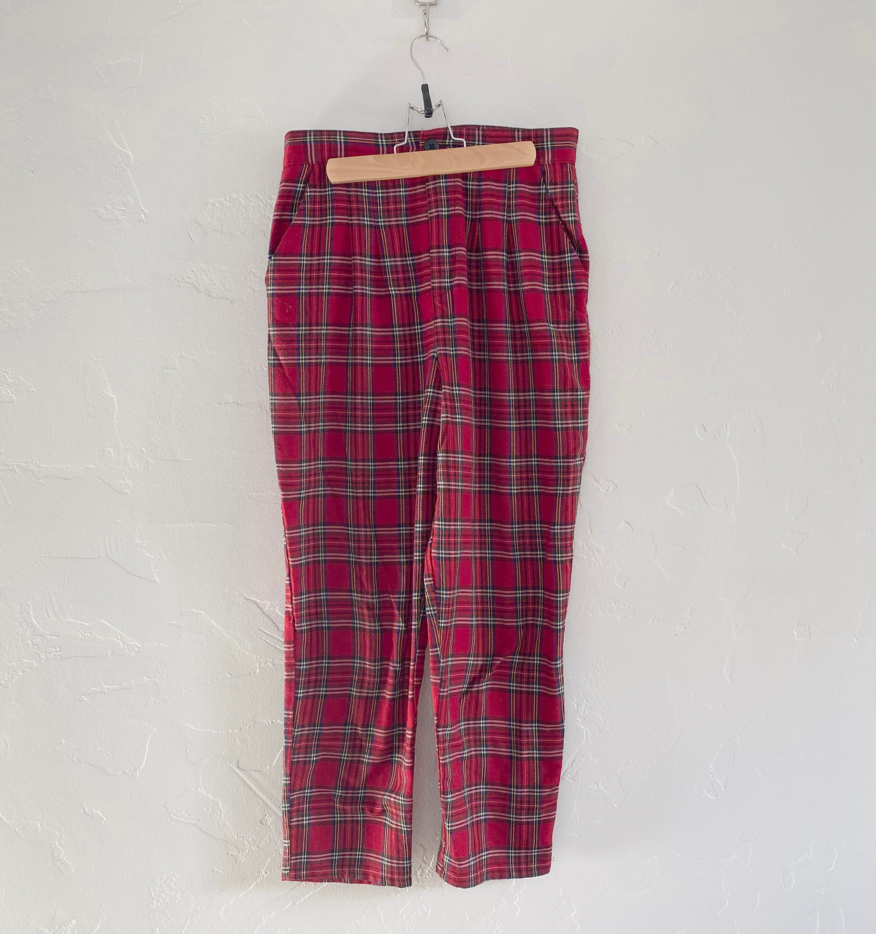 Vintage Red Plaid High Waisted Pants - Etsy