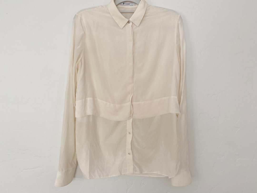 White Silk Button Down Blouse - Etsy