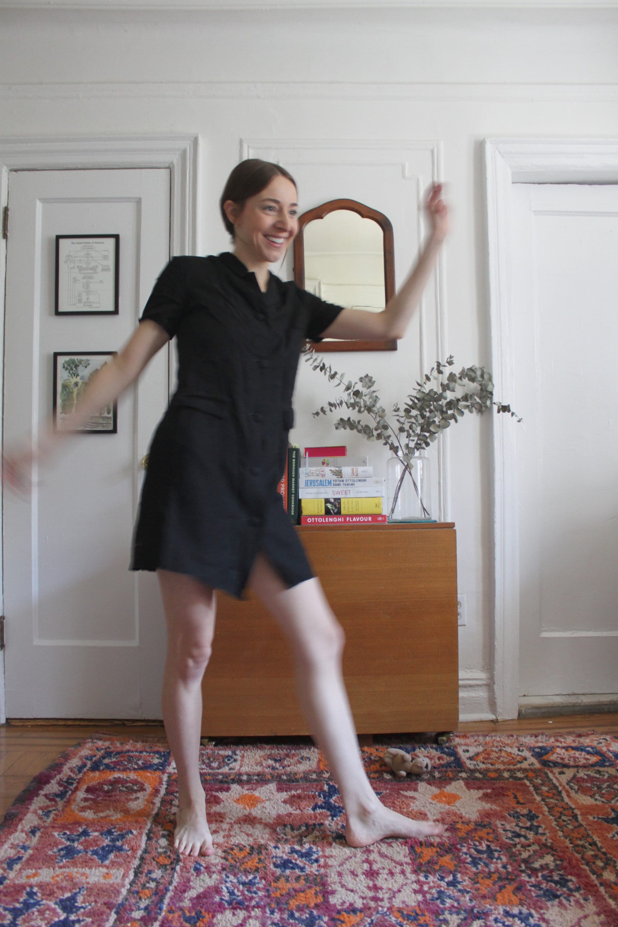 Black Linen Button Mini Dress - Etsy