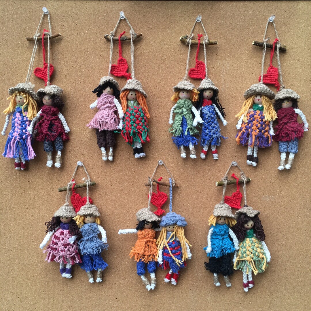 Macrame Doll Ornaments /valentine's Day Dolls - Etsy
