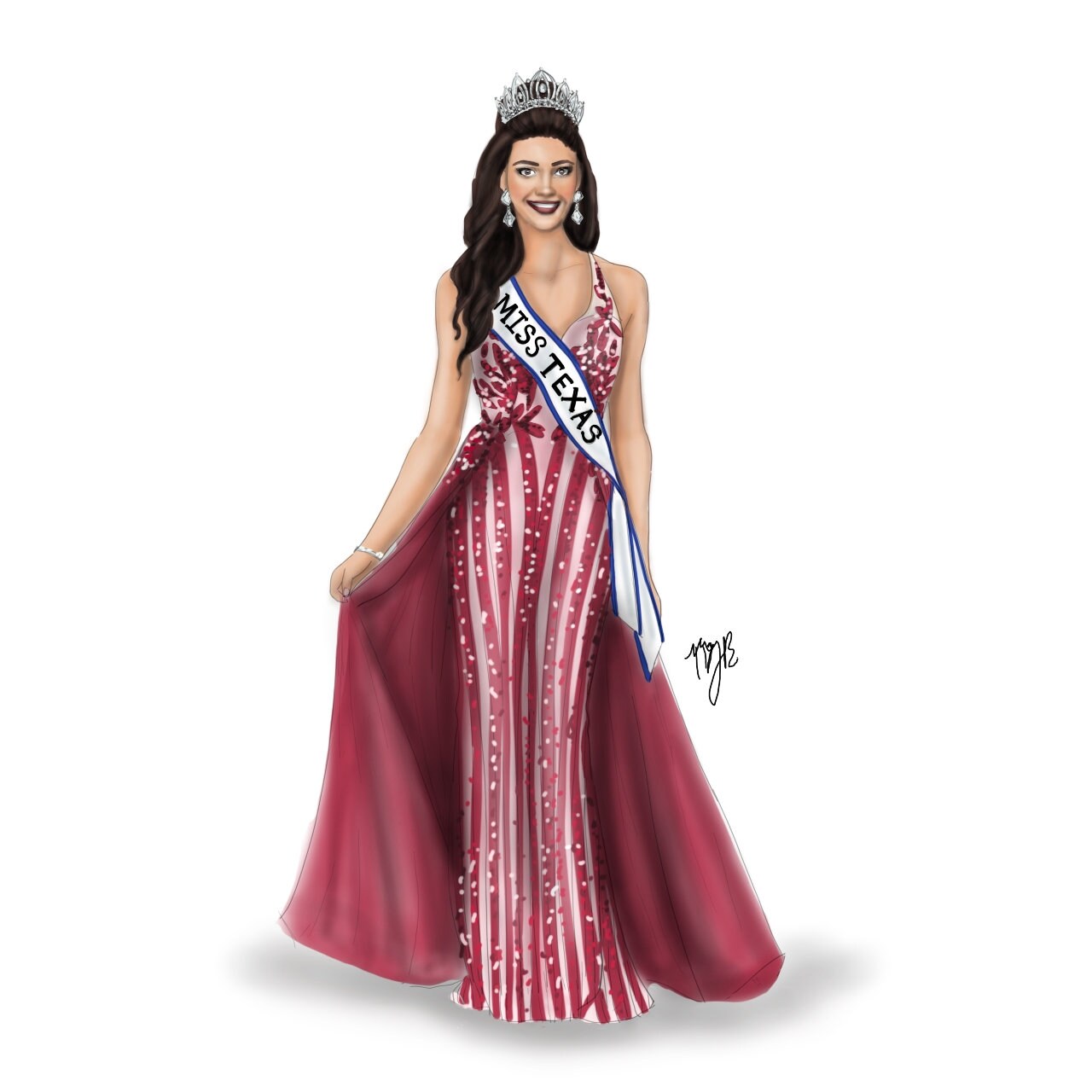 Custom Pageant Illustration Hand Drawn Digital File | Etsy