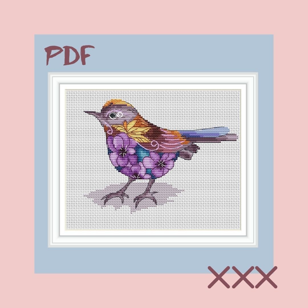 Cross Stitch Pattern Blue Bird Instant Download PDF Embroidery | Etsy