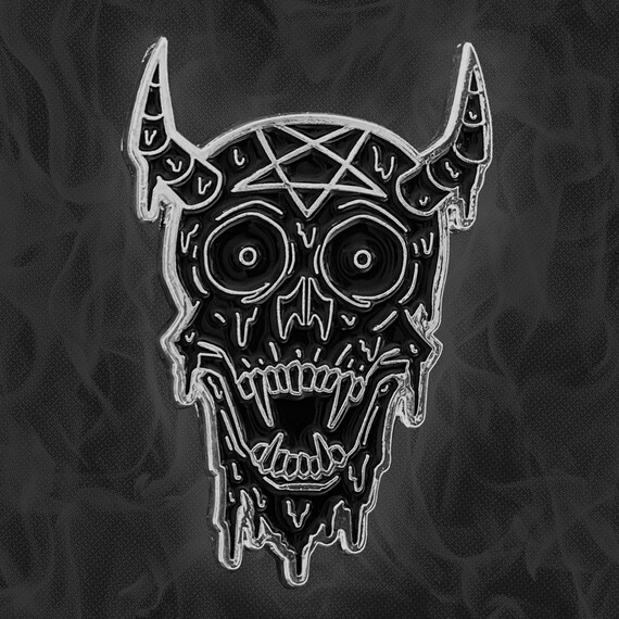 Melting Demon Skull Enamel Pin - Etsy