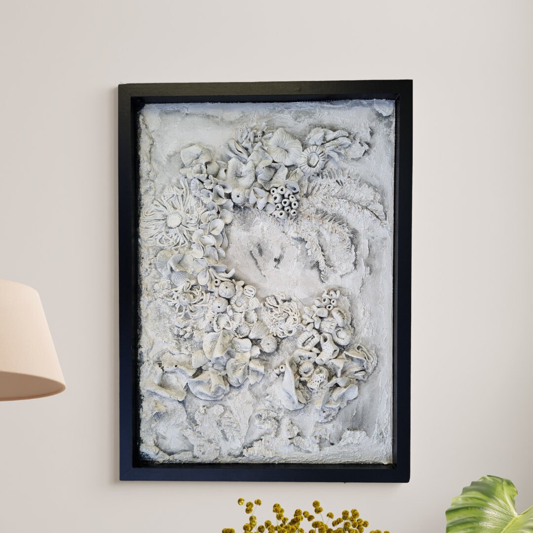Sea Shell Ocean Theme Wall Art, Black and White Original Art Framed ...