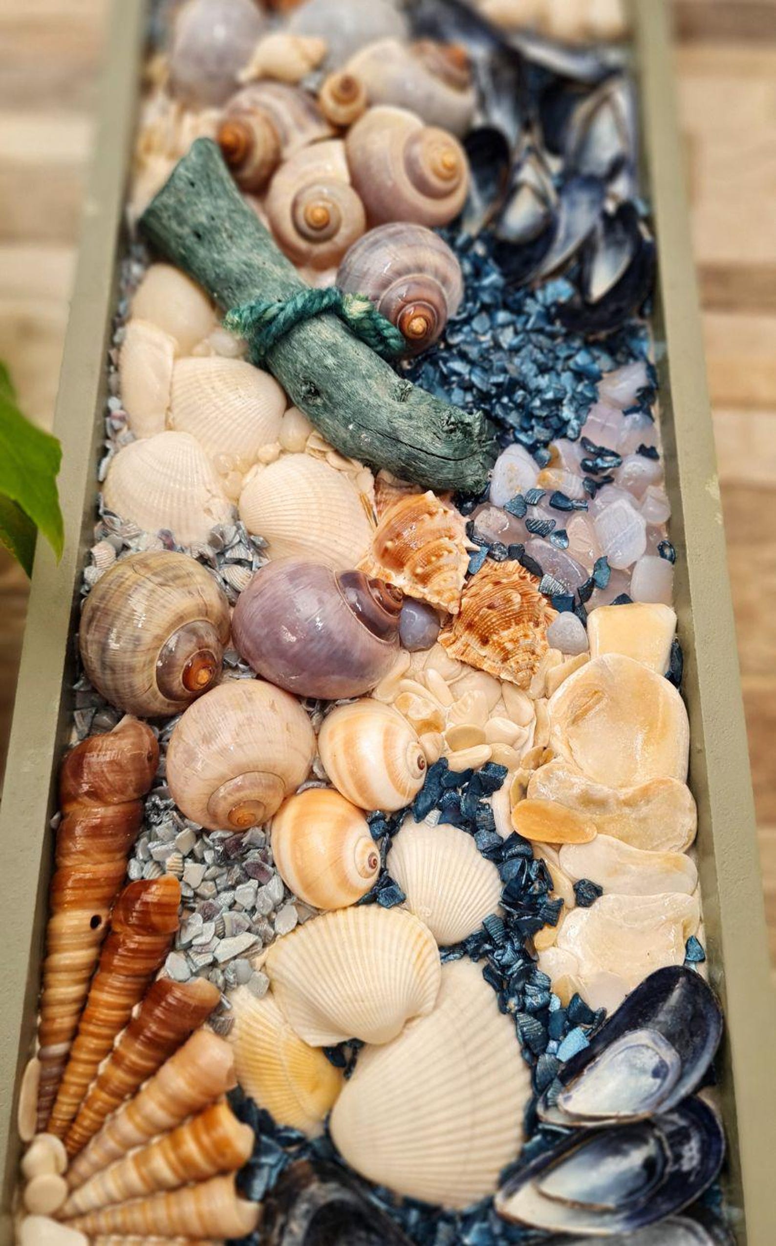 Framed Seashell Collage Wall Art Handmade Coastal Wall Hanging, Grey ...