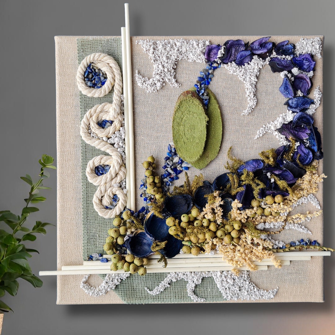 Nature Wall Art Collage Wall Hanging Textured Art Botanical Artwork ...