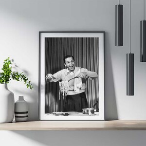 Vintage Black and White Frank Sinatra Eating Spaghetti Poster - Pasta ...
