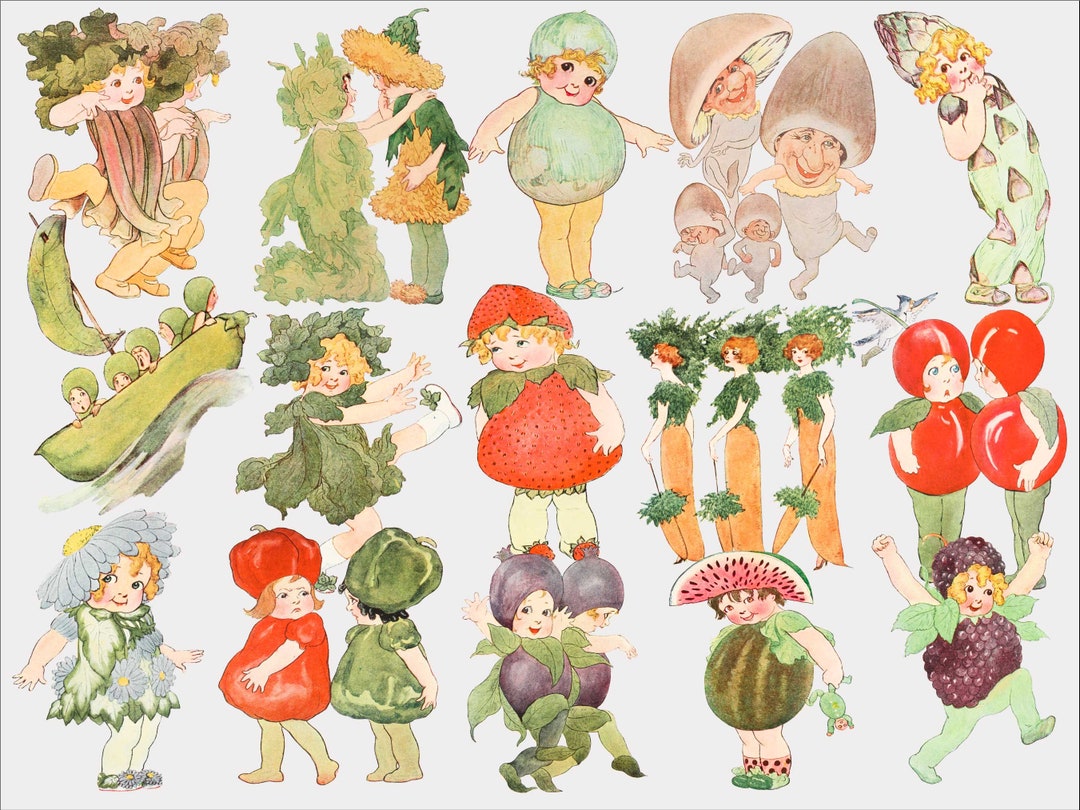 15 Cute Vintage Children's Nursery Art | Children Dressed as Fruits and ...